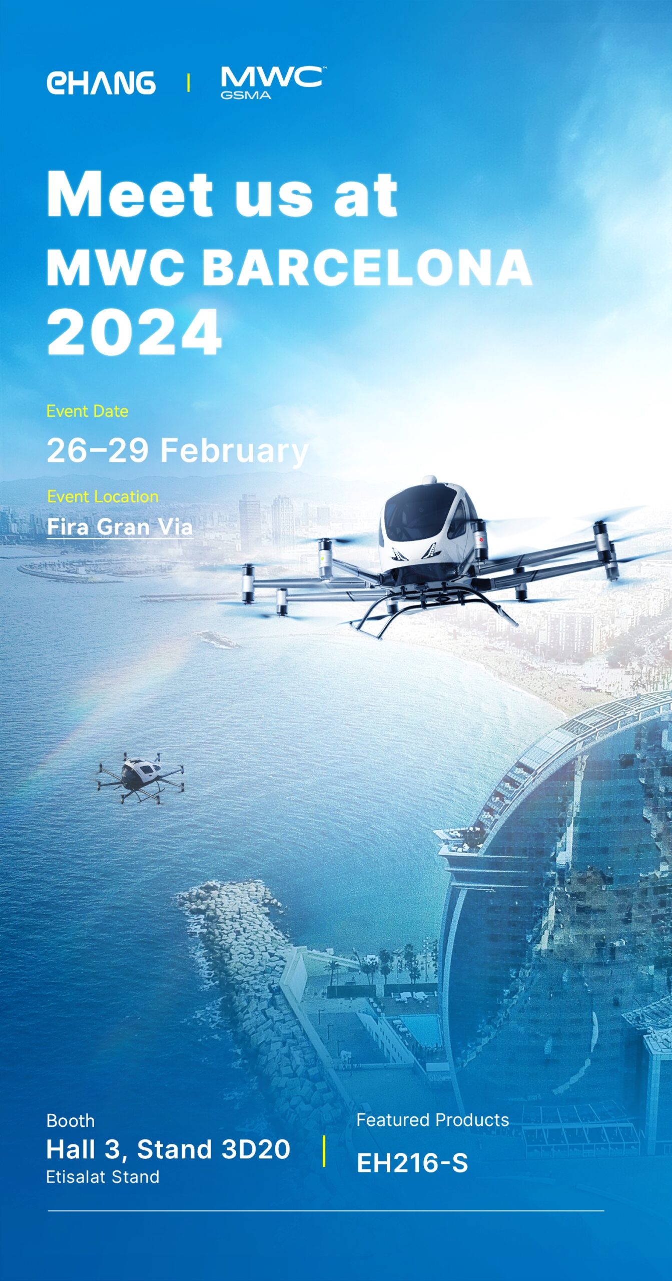 EHang Presently Showcasing EH216‑S at Barcelona Mobile World Congress ...